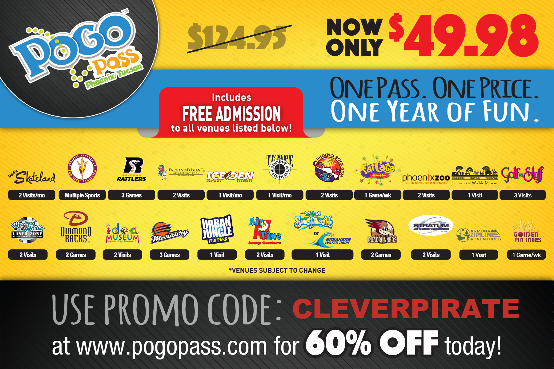 Phoenix Pogo Pass with Pogo Pass Discount Code - Clever Pink Pirate
