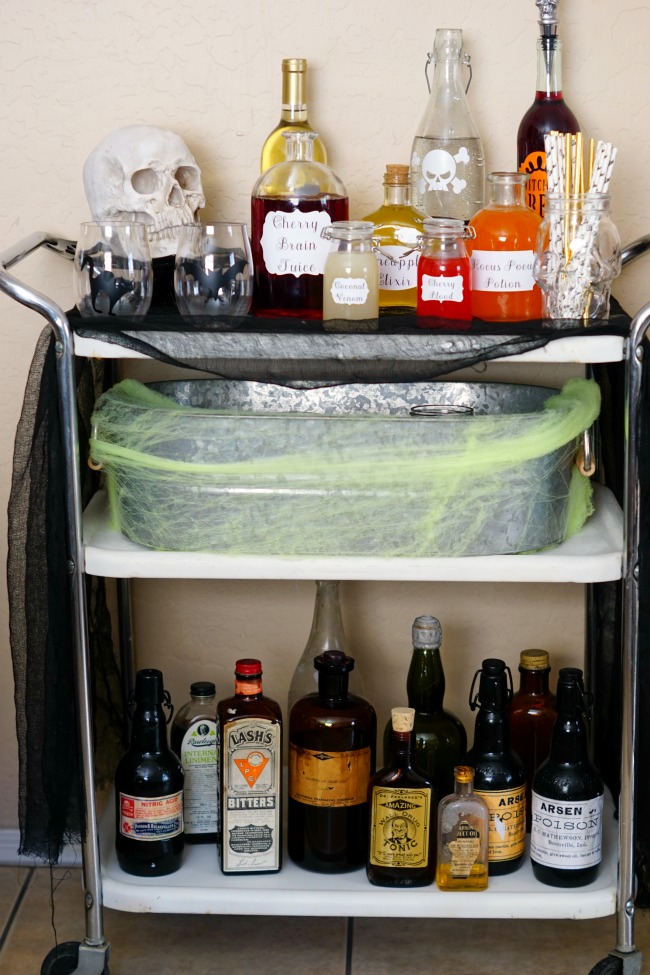 Vintage Halloween Bar Cart - Clever Pink Pirate